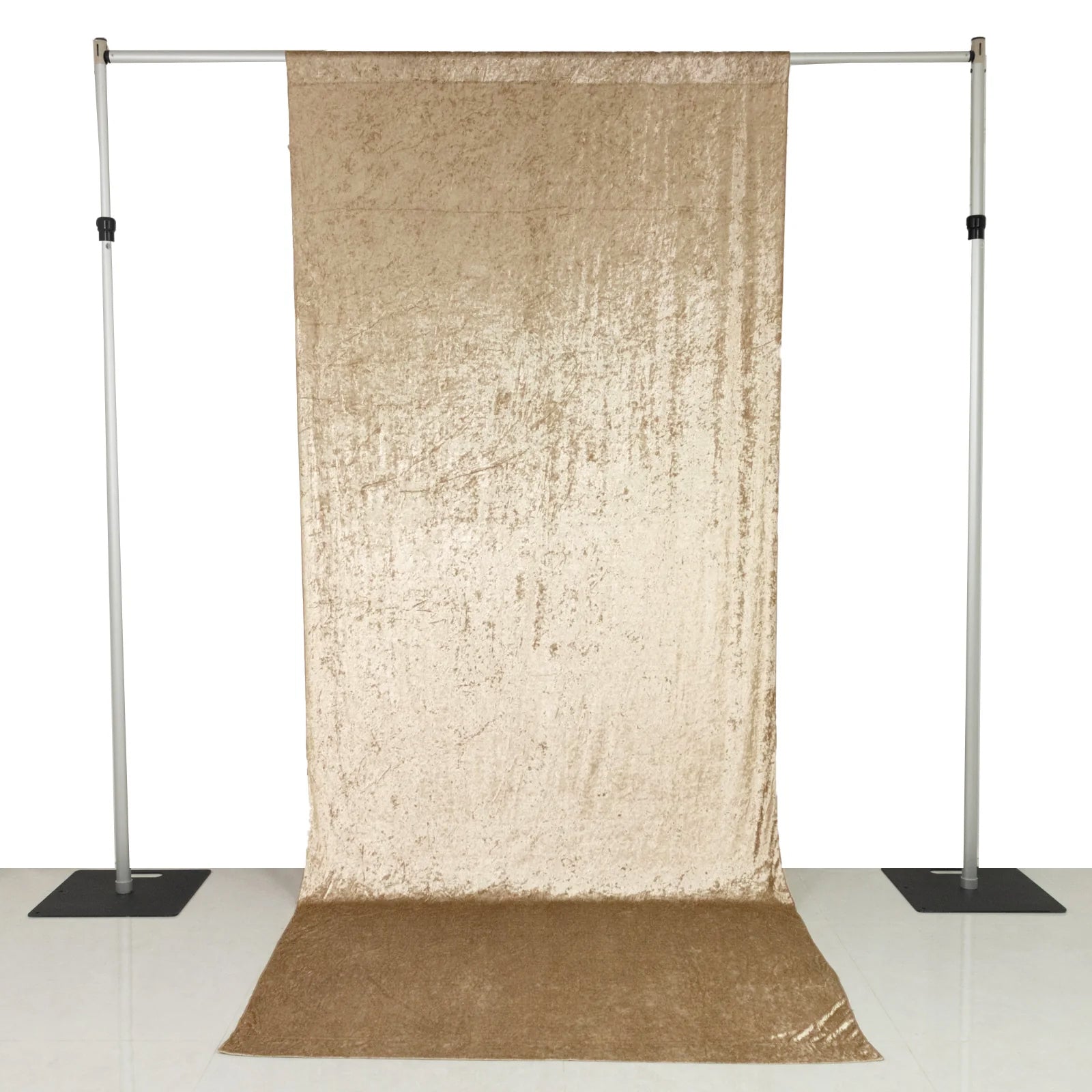 Beige Velvet Backdrop Curtain 5x12ft Rod Pocket | TCFLinen