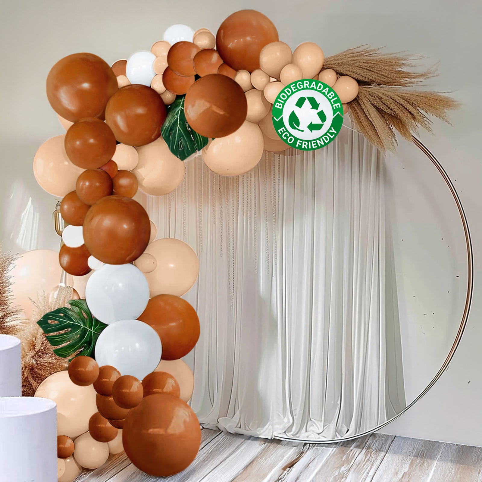 124pc Tan/Brown Biodegradable Balloon Arch Kit | TCFLinen