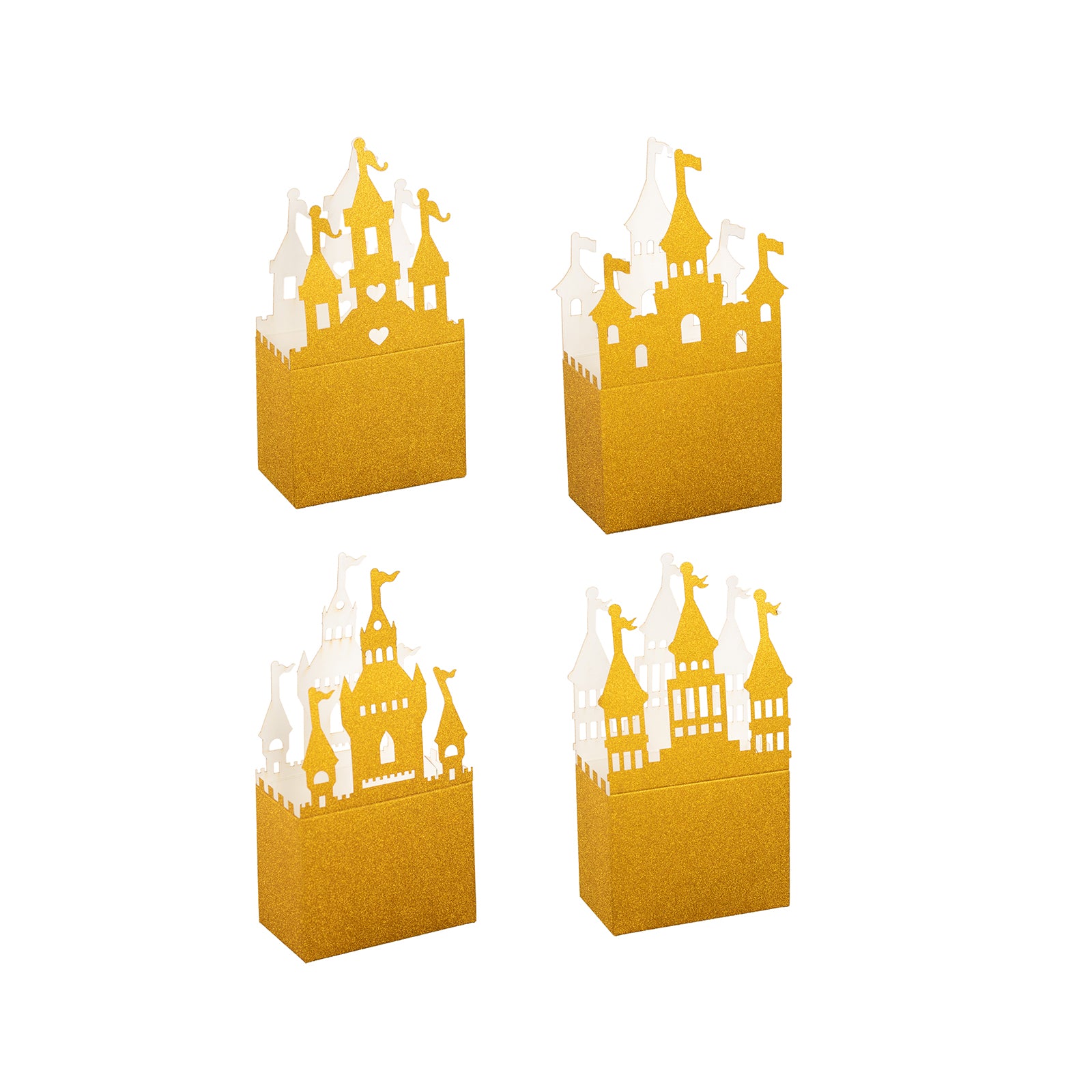 20 pk 3.5x2x6.5 Gold Glitter Castle Boxes | TCFLinen