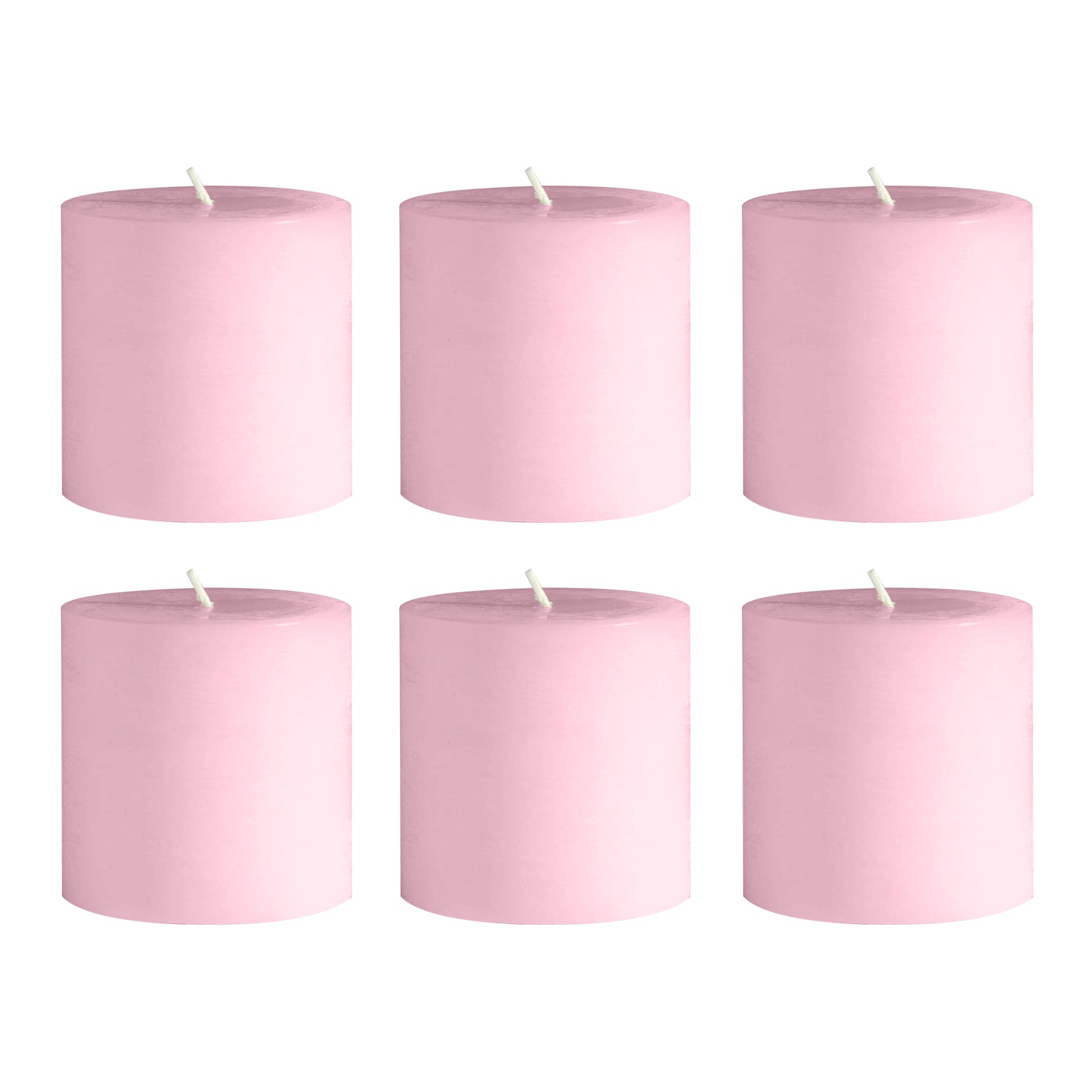 6pk Unscented Pillar Candles 3x3 Pink | TCFLinen
