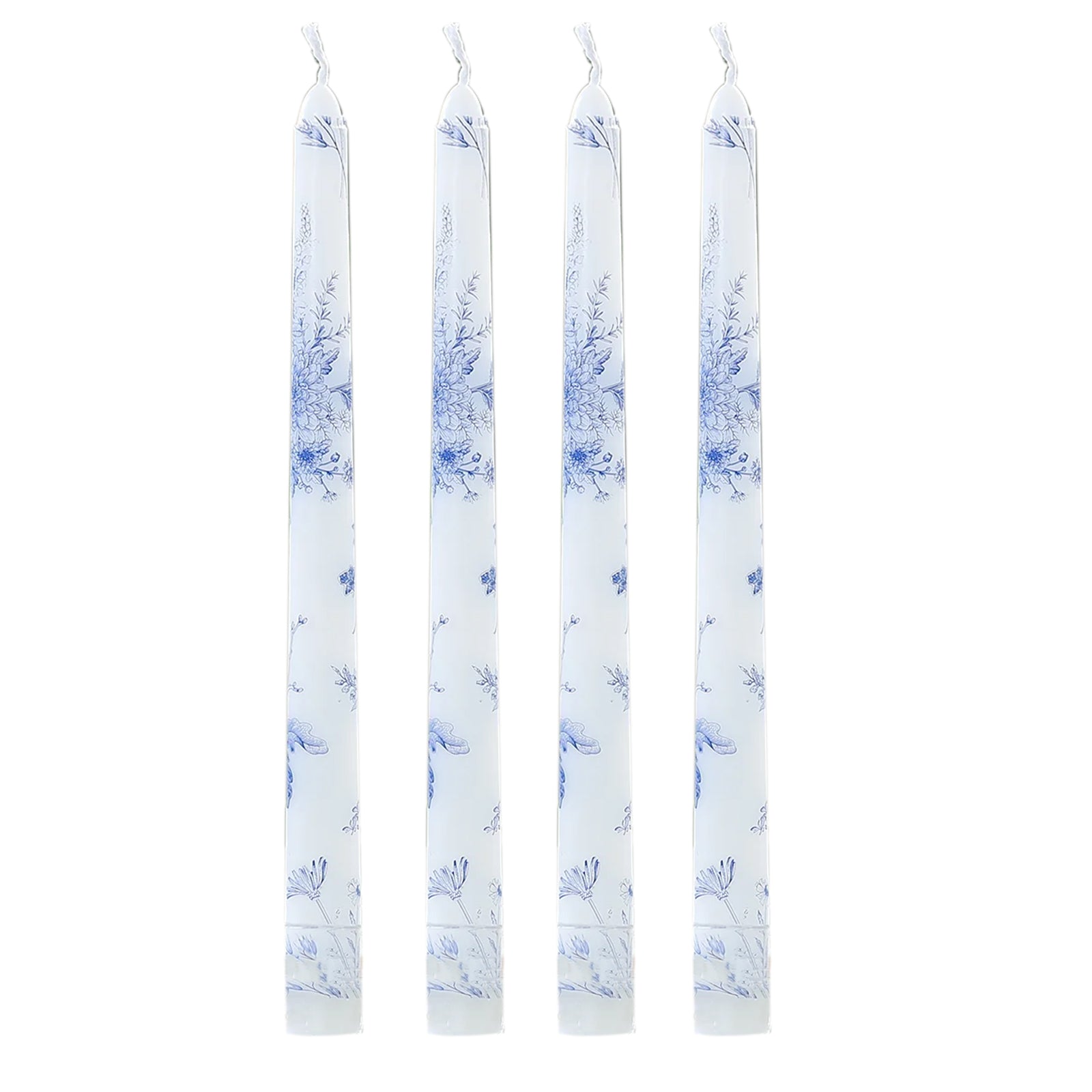 White & Blue French Toile Wax Taper Candles by TCFLinen