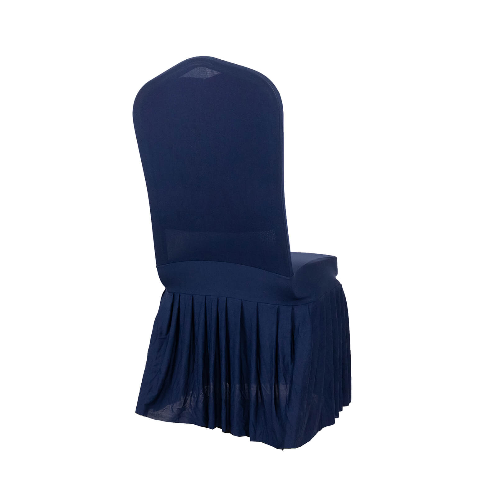 Case of 12 Universal Navy Ruffle Chair Covers | TCFLinen