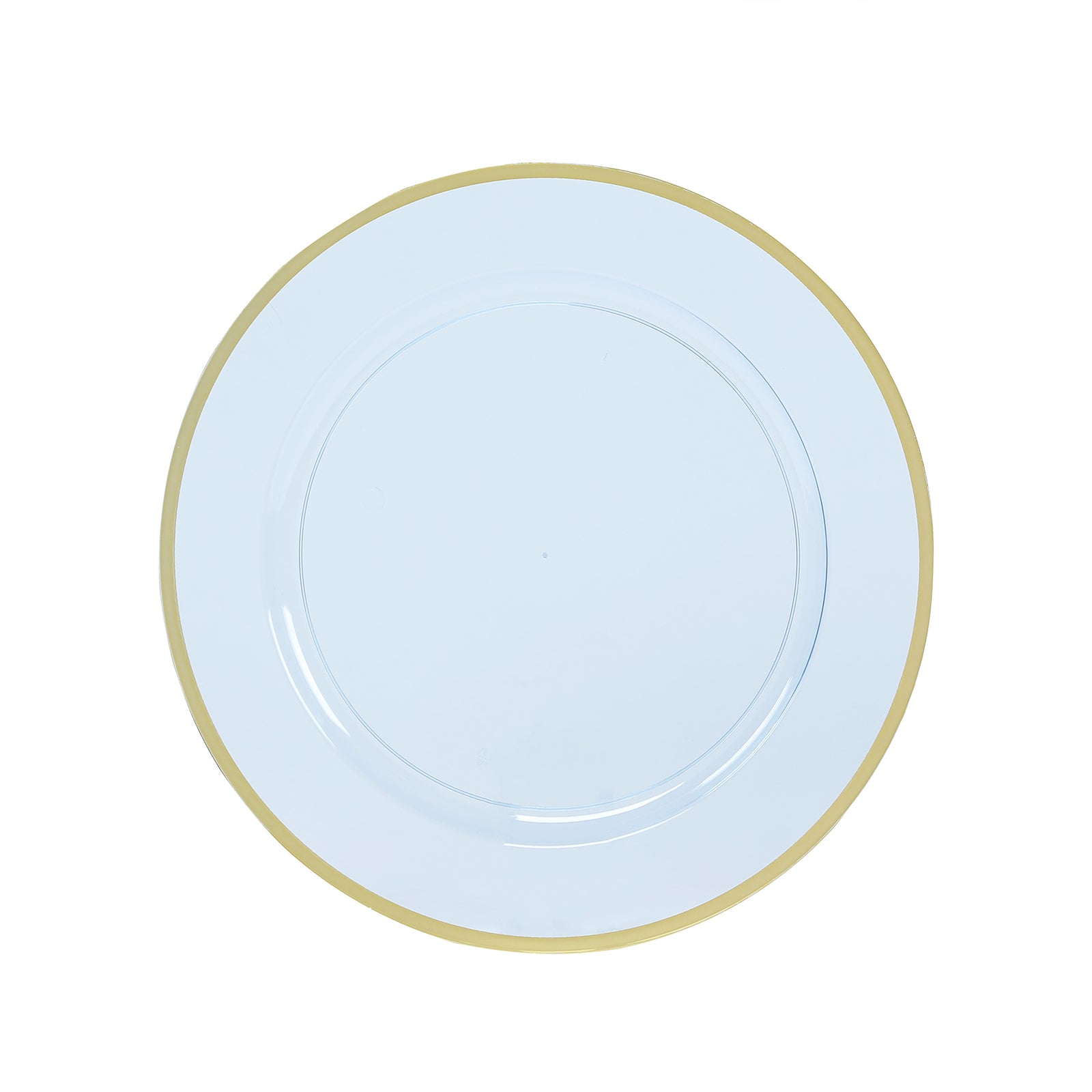10 pk 12in Blue Plastic Chargers Gold Rim | TCFLinen
