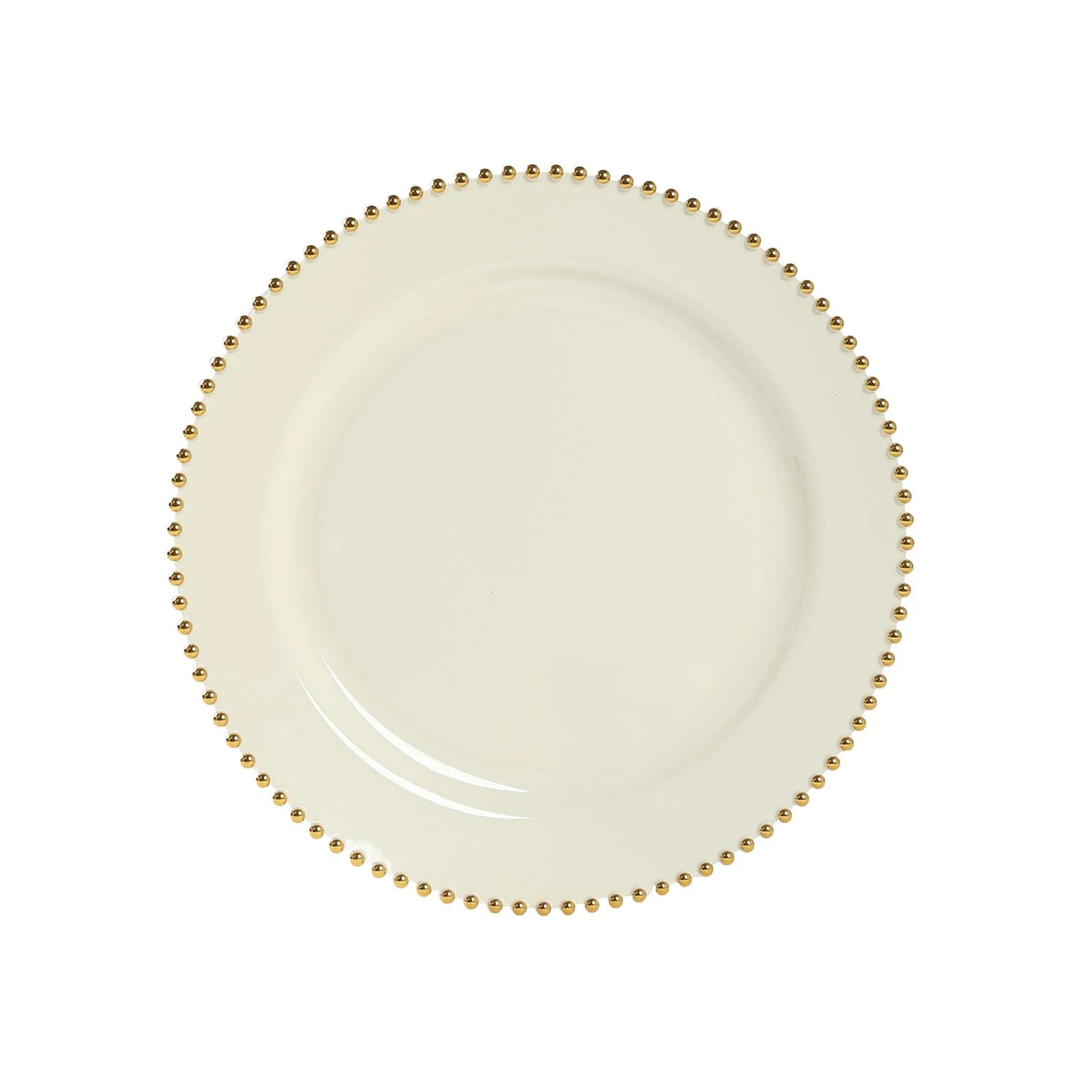 Ivory Gold Beaded Plastic Charger Plates 13" | TCFLinen