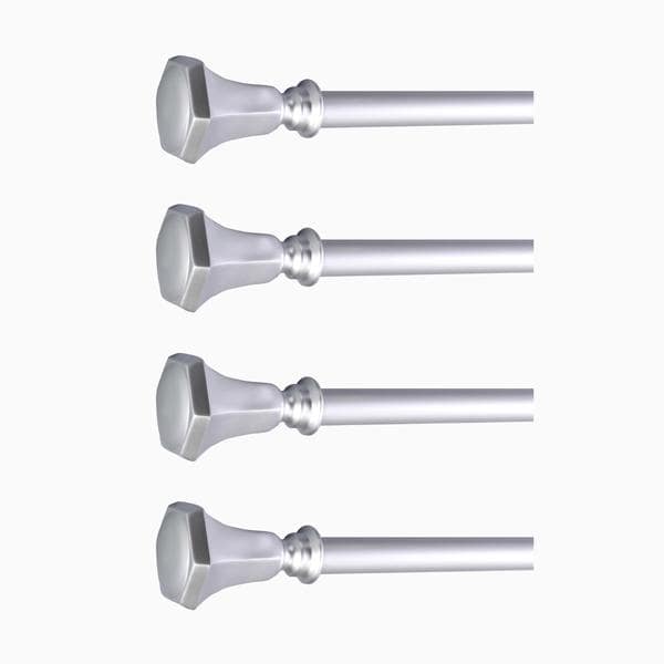Adjustable Silver Curtain Rod Set 42"-126" | tcflinen.com