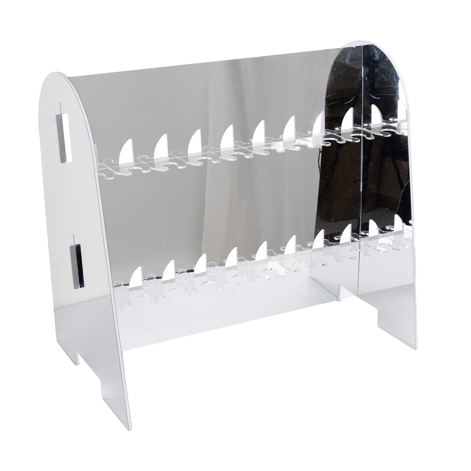 25" Silver Mirror Finish 2-Tier Cocktail Rack | tcflinen.com