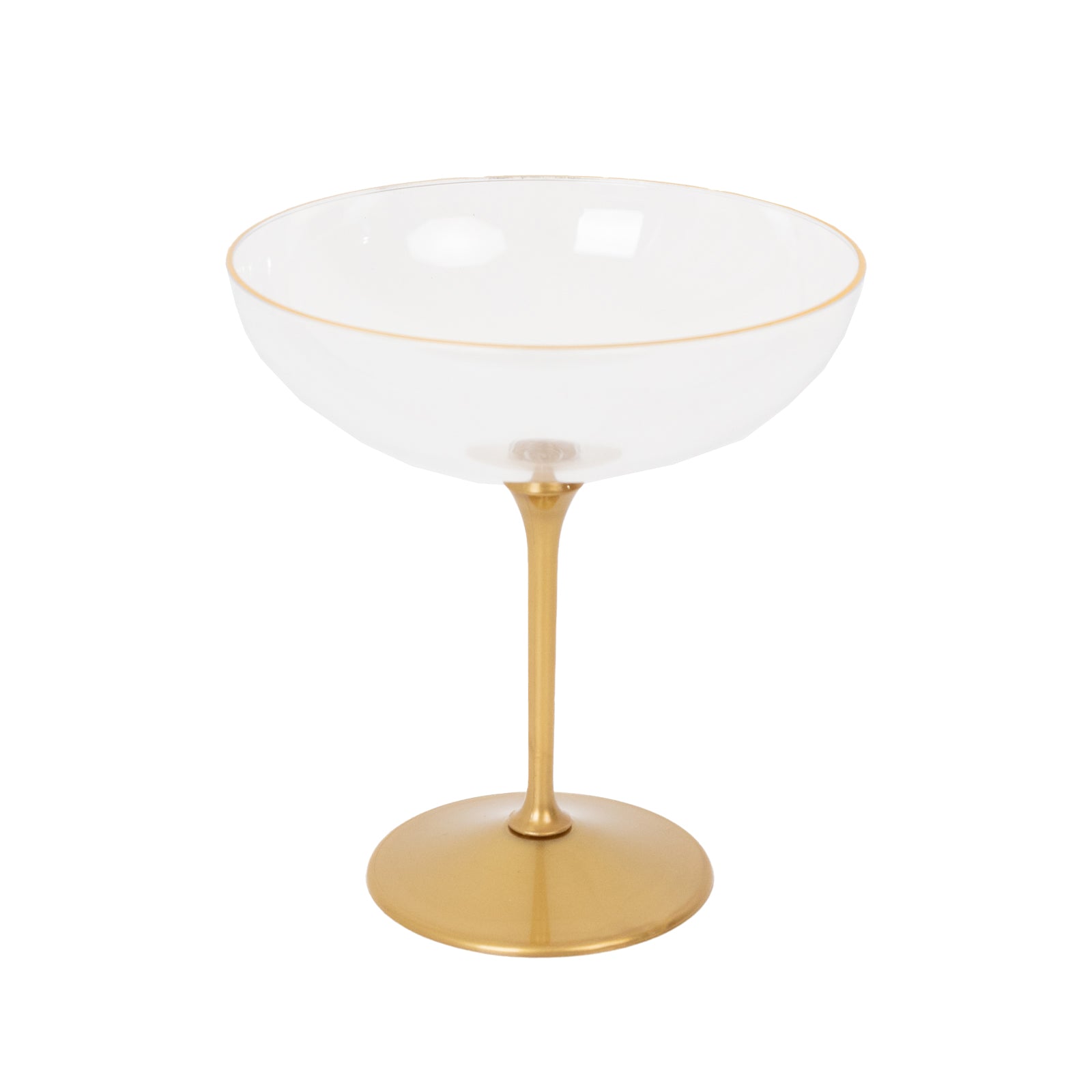 Plastic Cocktail Coupe Cups 9oz Gold Rim 24-Pack | TCFLinen