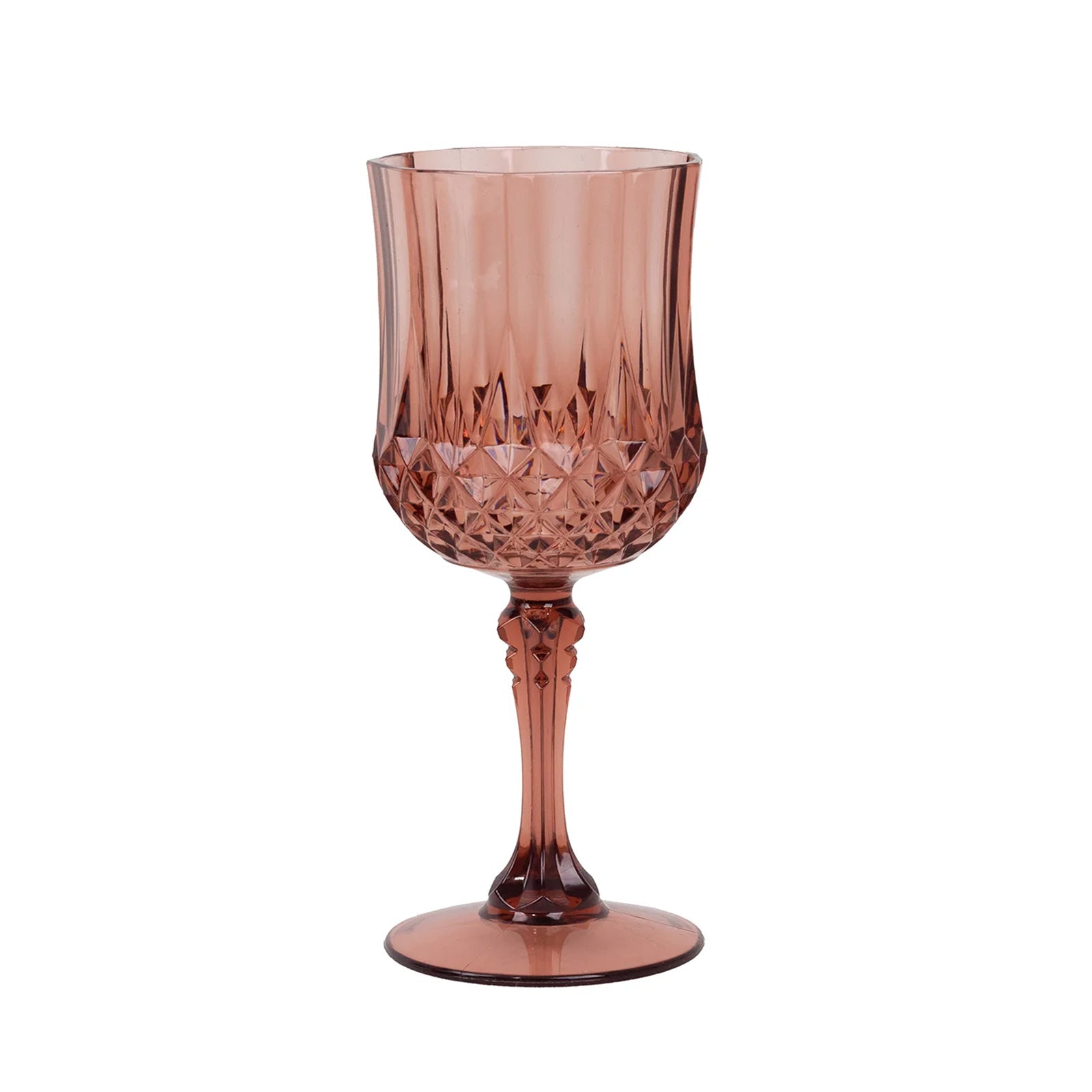 Dusty Rose Crystal Cut Plastic Goblets, 8oz, 6 Pack | tcflinen.com