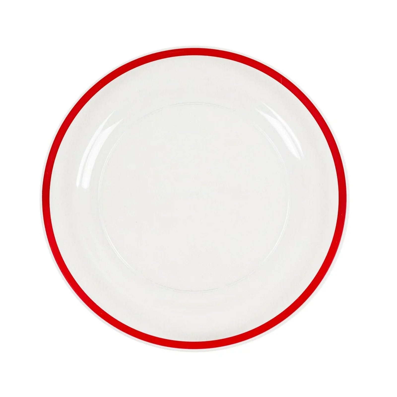 Clear Red Rim Disposable Salad Plates, 10 Pack | tcflinen.com