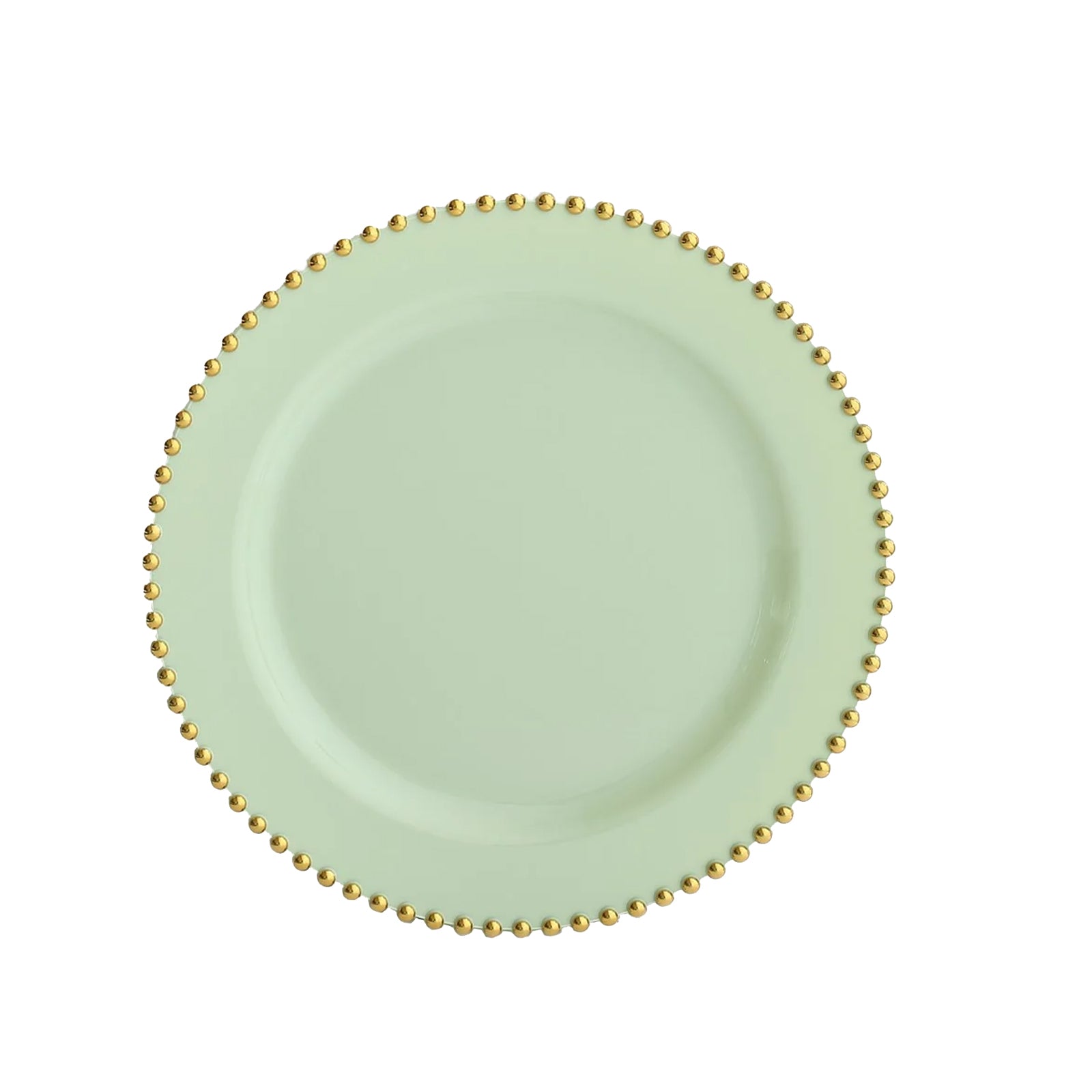 10-pk 8in Sage Plastic Dessert Plates w/ Gold | TCFLinen