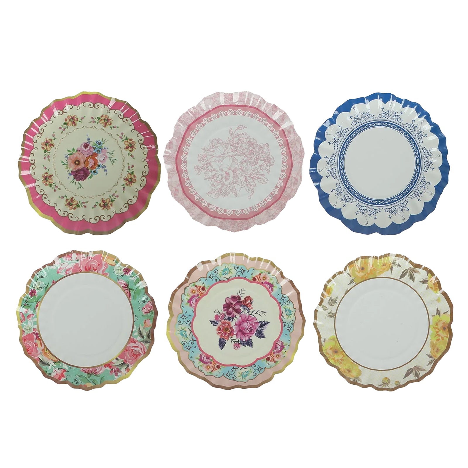 48 pk 3.5in Vintage Floral Mini Paper Plates | TCFLinen