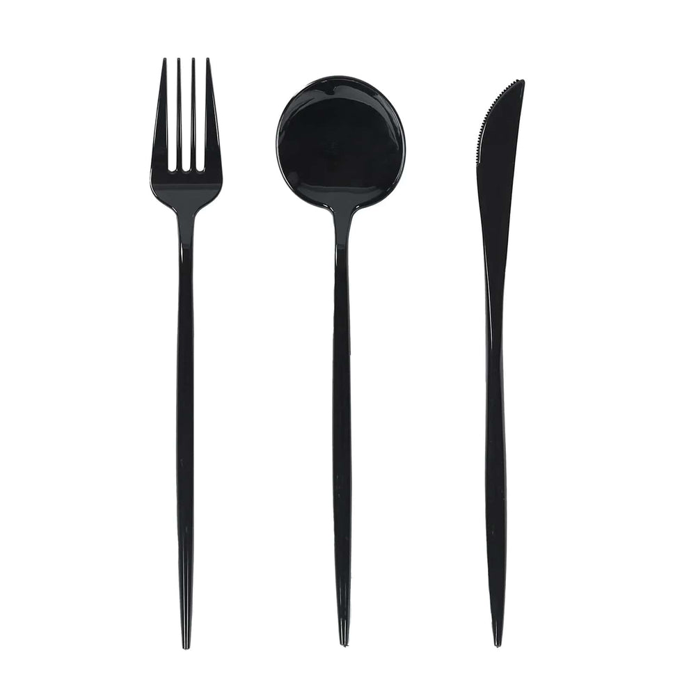 Premium Black Disposable Cutlery Set by TCFLinen