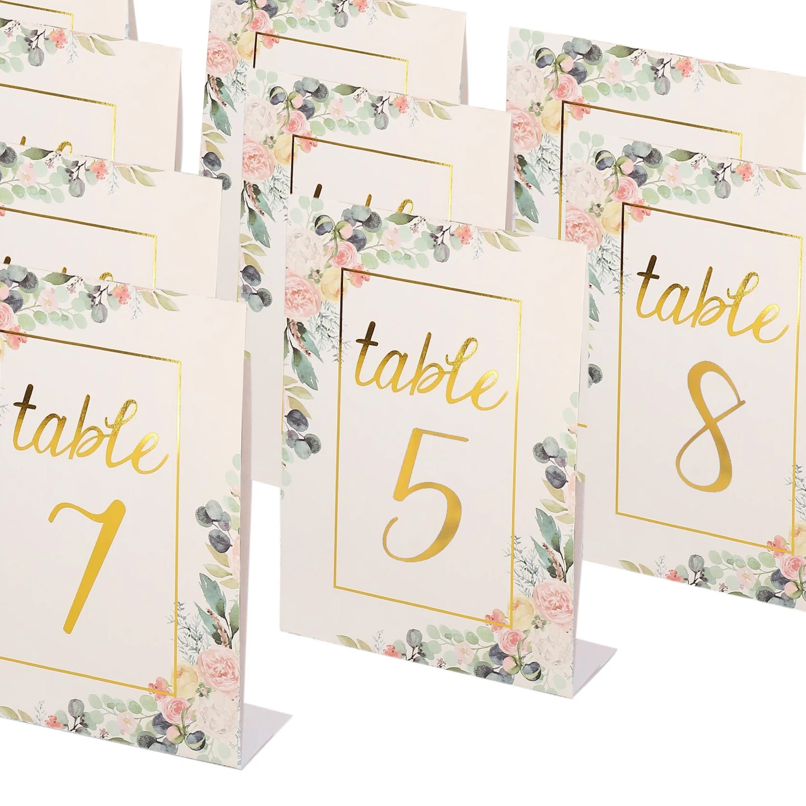 White Gold Wedding Table Numbers, 25 Pack | tcflinen.com