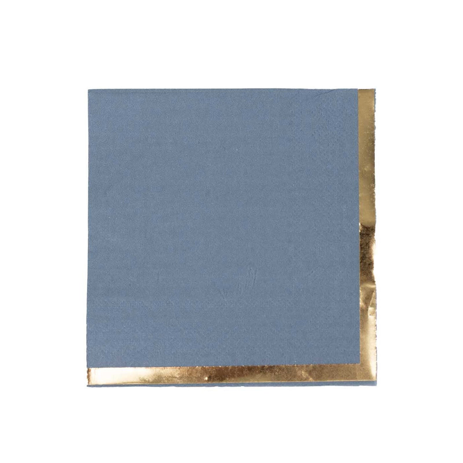 50 pk 5x5 Dusty Blue Gold-Foil Cocktail Napkins | TCFLinen