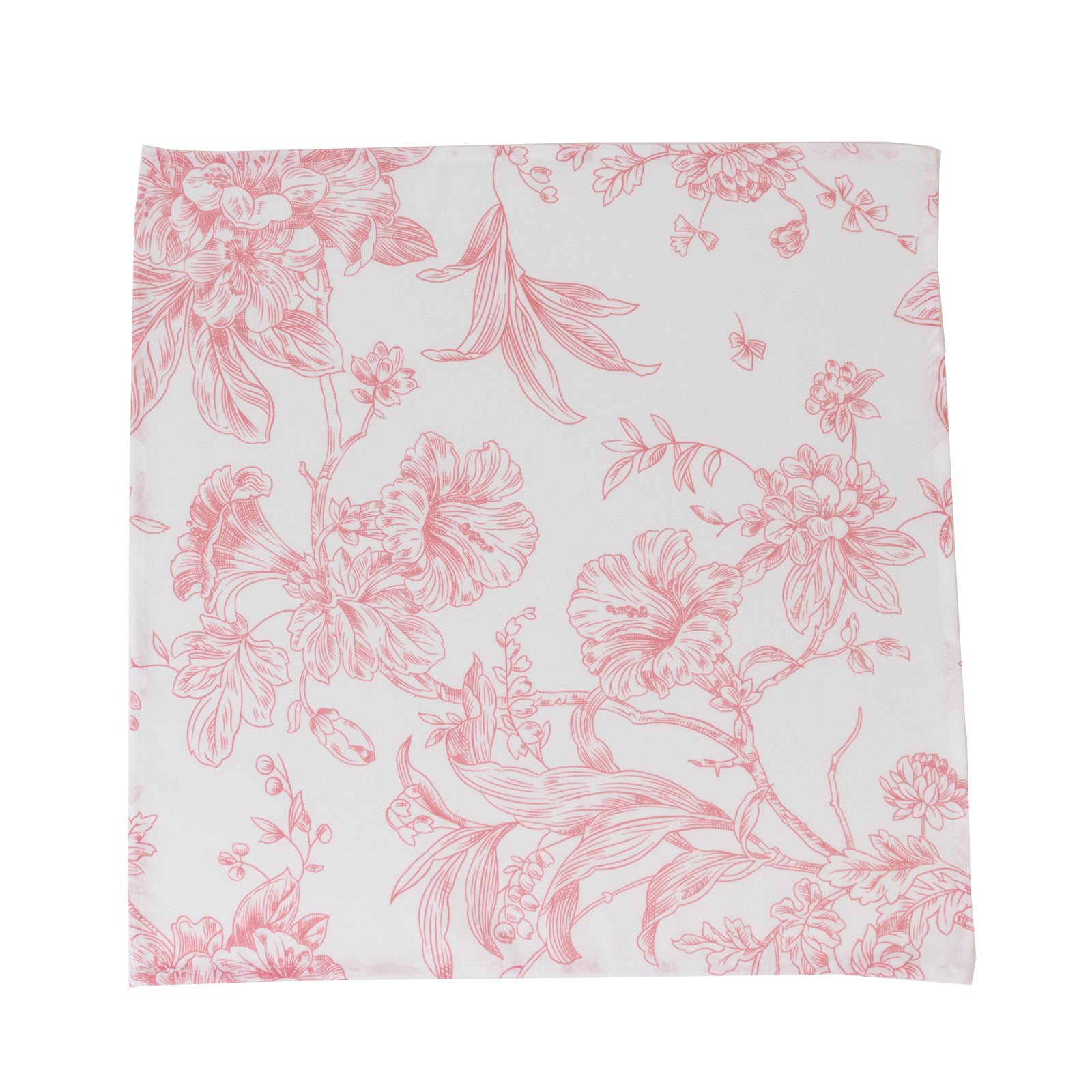 5-Pack 17"x17" Pink White Floral Cloth Napkins | TCFLinen