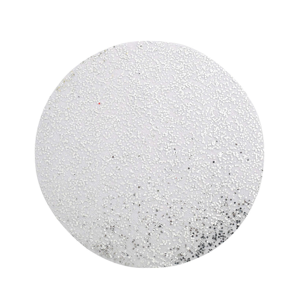 50-Pack Silver Round Sequin Mesh Table Mats 13" | TCFLinen
