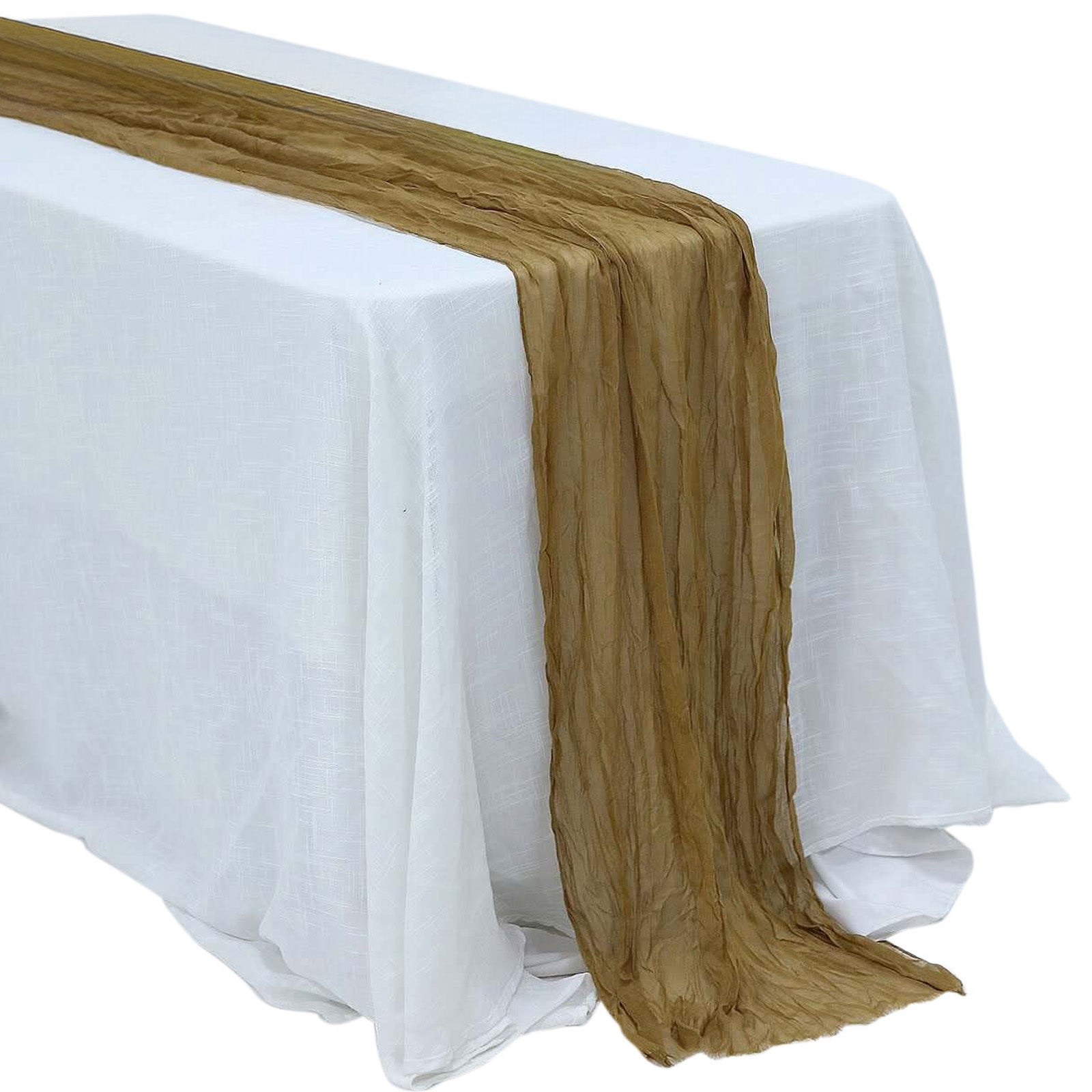 12-pk 10ft Gold Gauze Cheesecloth Boho Runner | TCFLinen