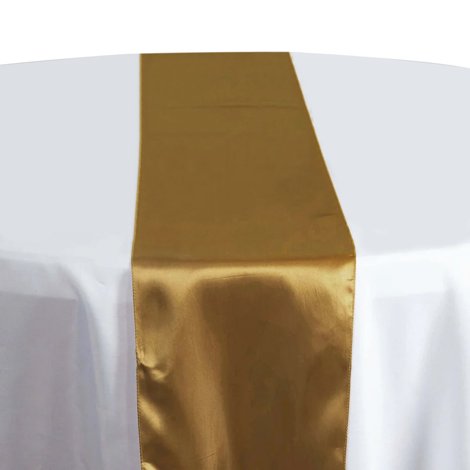 Case: 12x108 Gold Satin Event Table Runners | TCFLinen