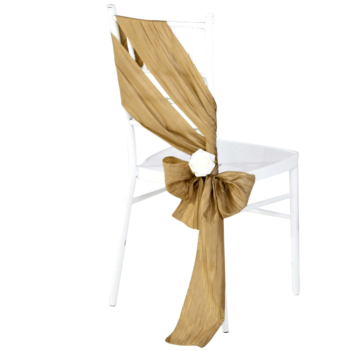 5 pk 6x106 Gold Crinkle Taffeta Chair Sashes | TCFLinen