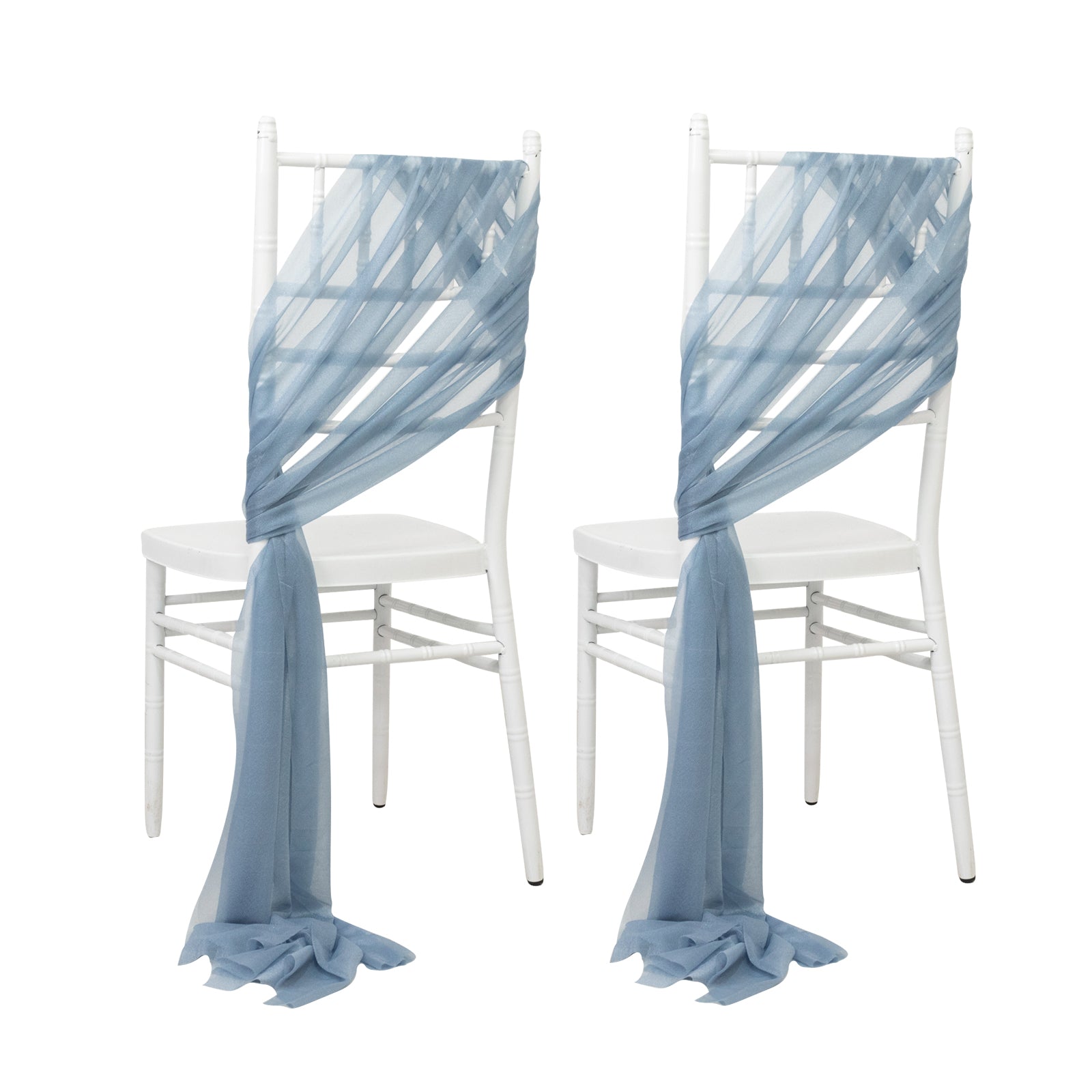 20-Pack Sheer Chair Drape Sashes 9ft Dusty Blue | TCFLinen