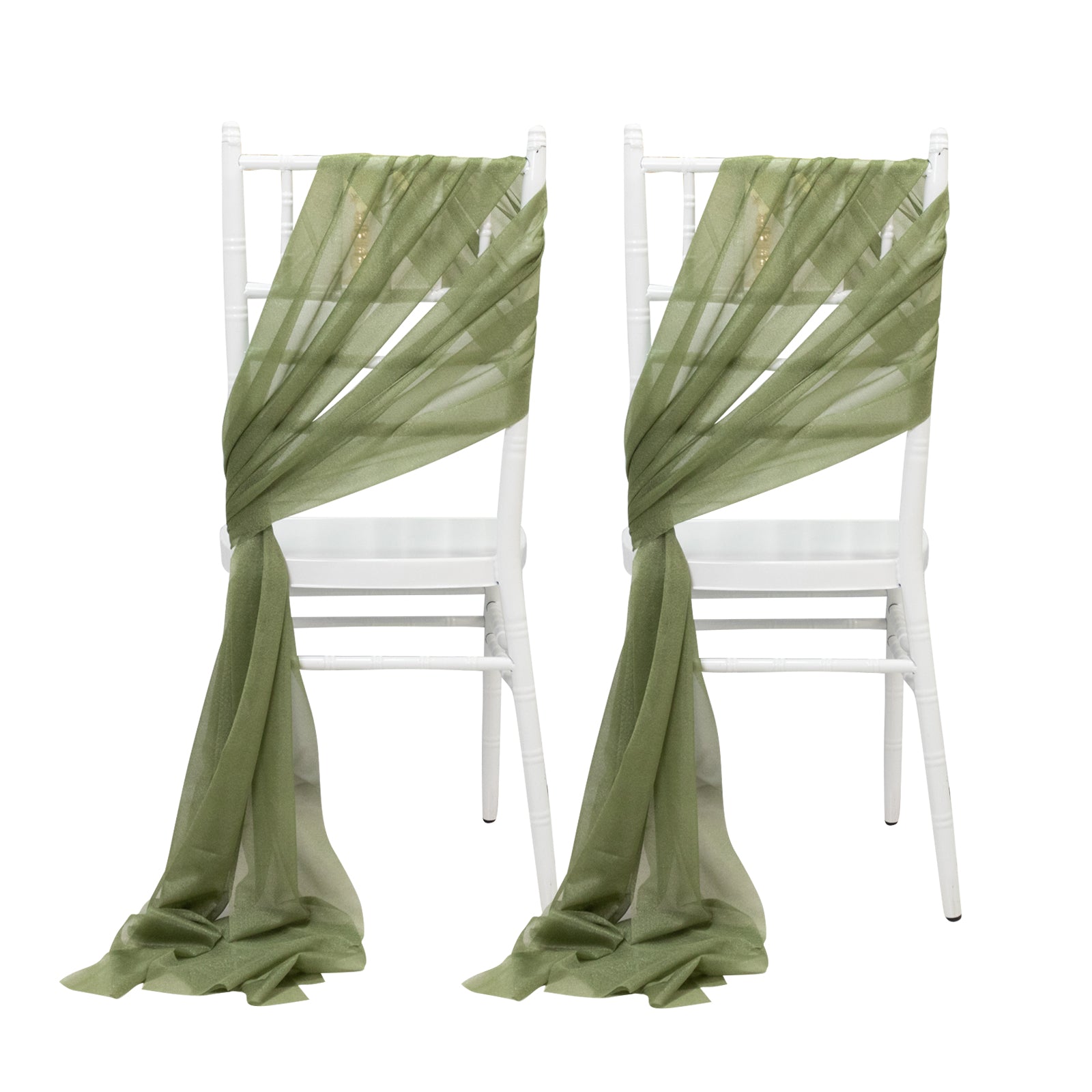 20-Pack Sheer Chair Drape Sashes 9ft Sage Green | TCFLinen