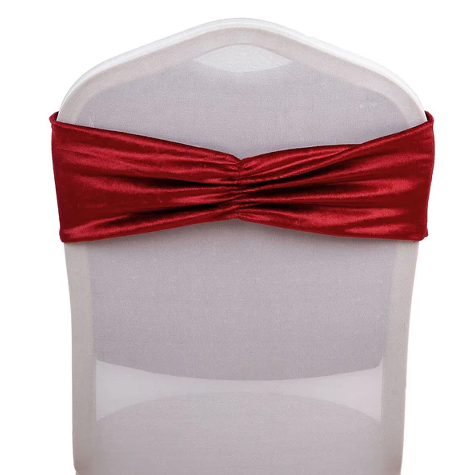 5 pk Universal Burgundy Velvet Ruffle Sashes | TCFLinen