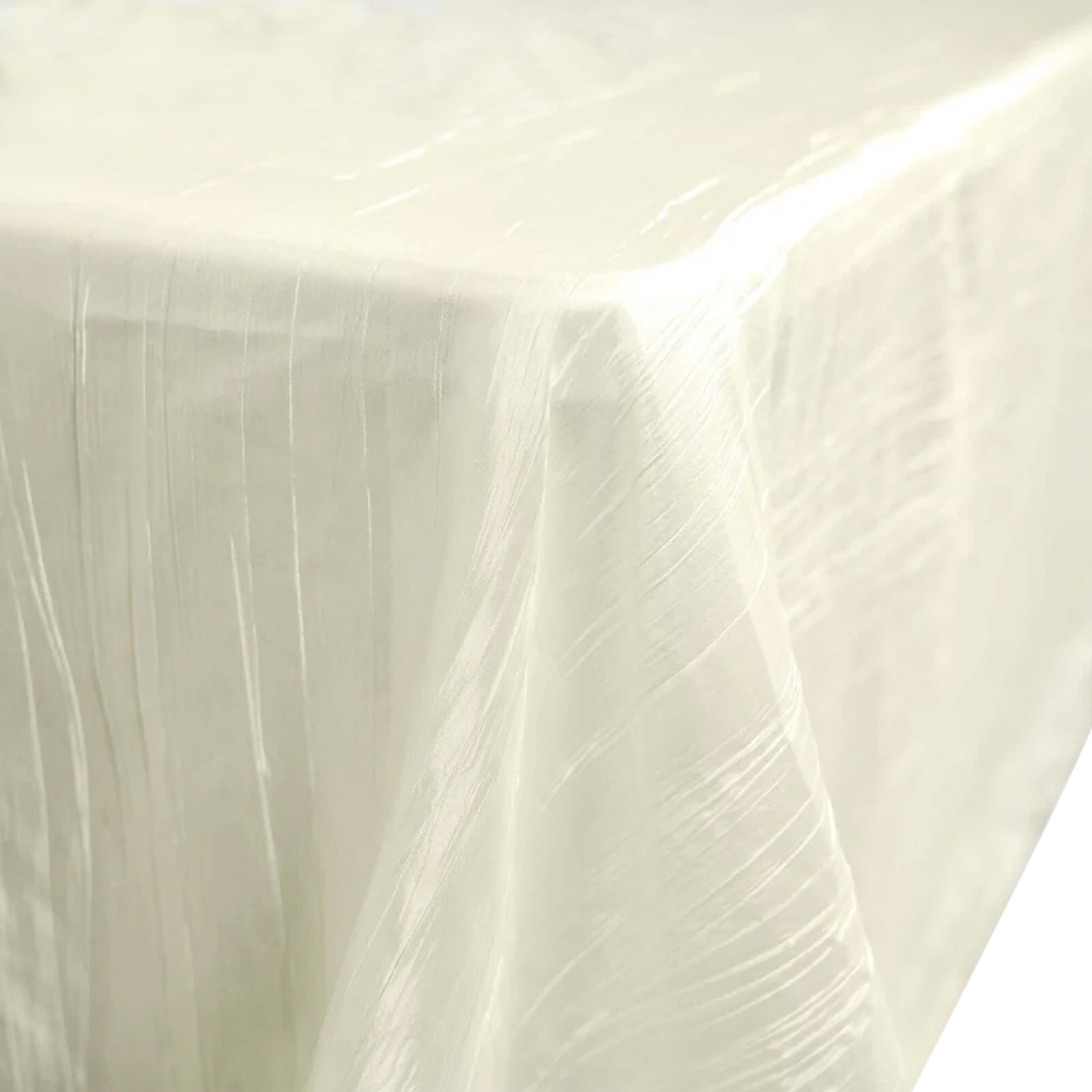 90"x132" Ivory Crinkle Taffeta Tablecloth | TCFLinen