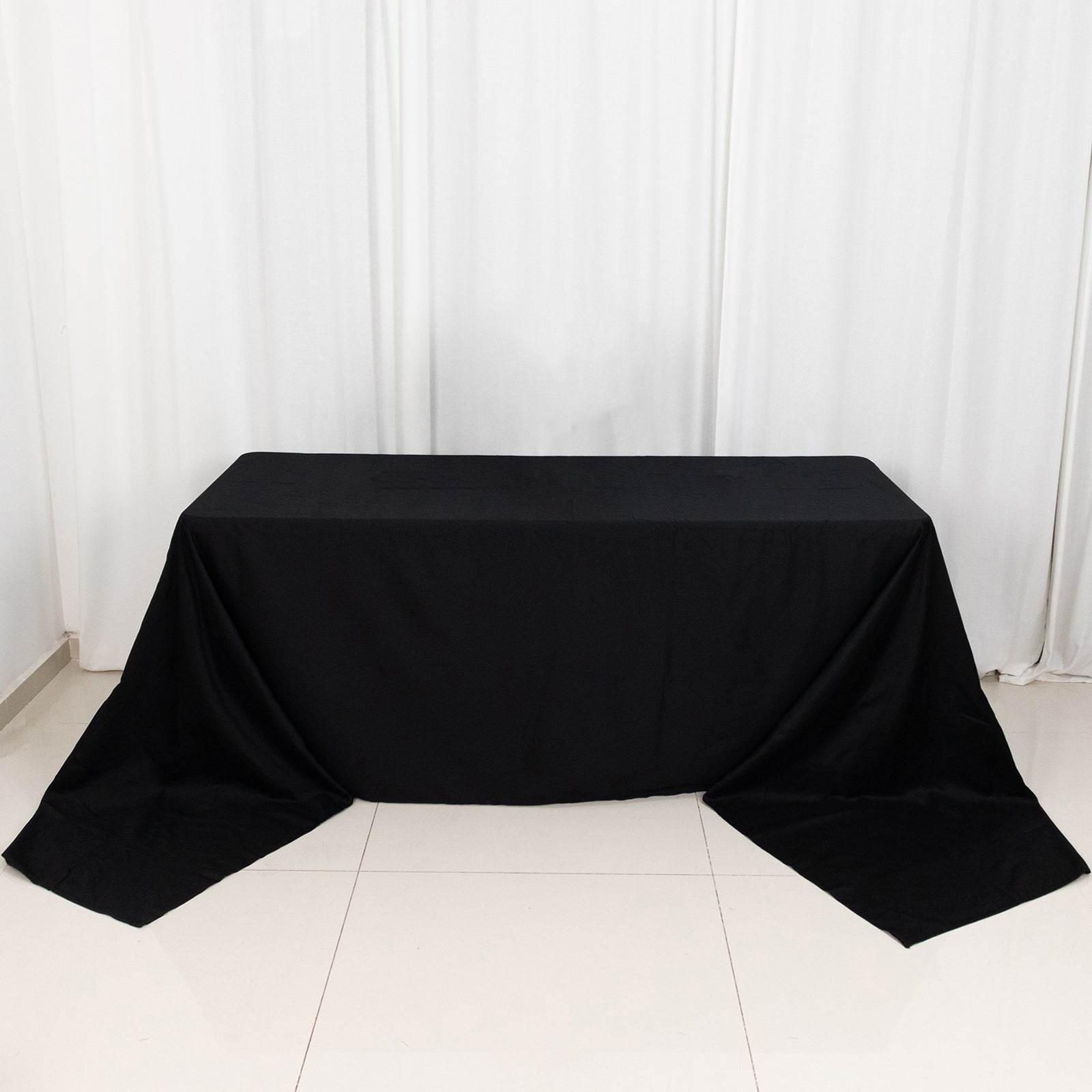 Black Cotton Rectangle Tablecloth 90"x156" | tcflinen.com