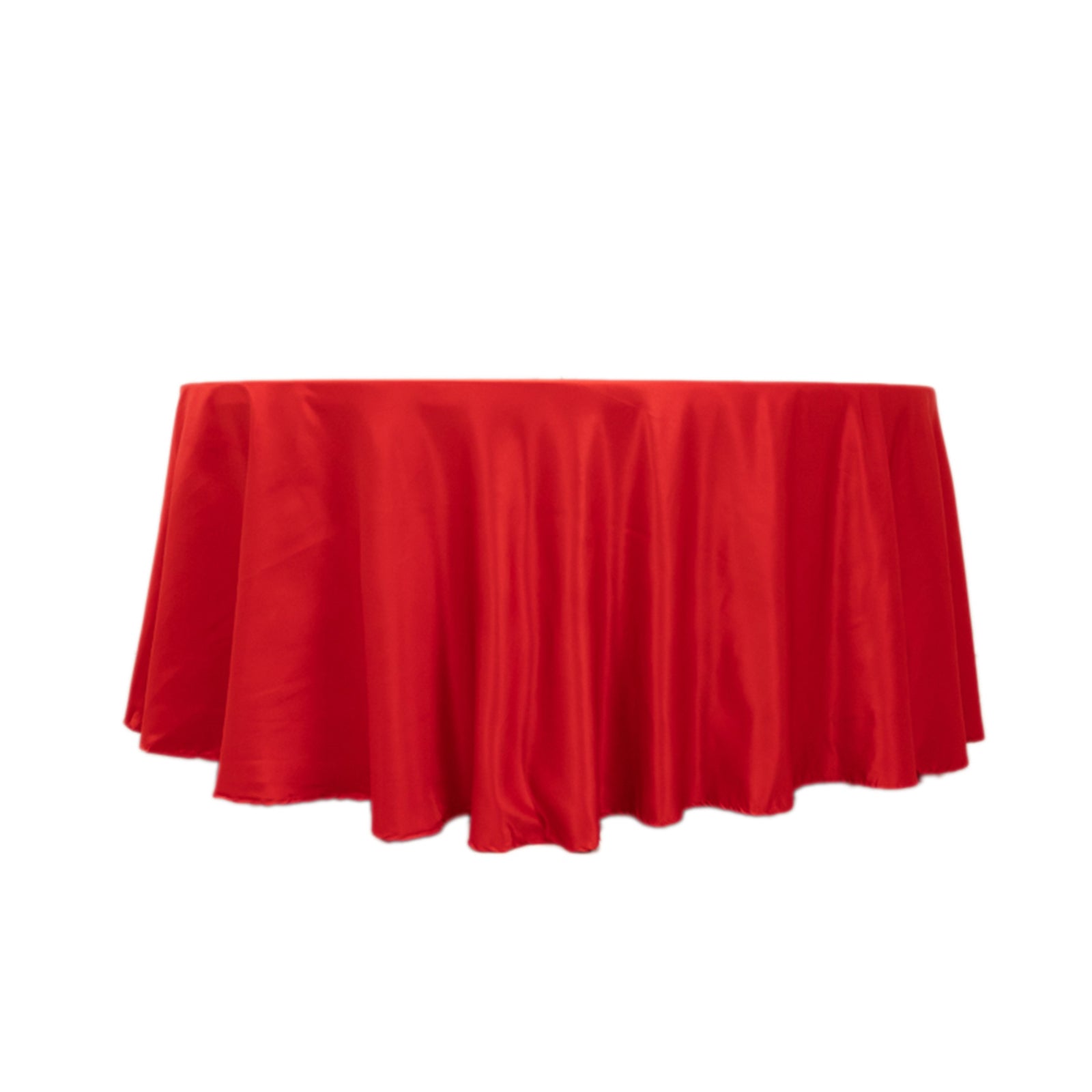 Red Lamour Satin Tablecloth 120" | tcflinen.com