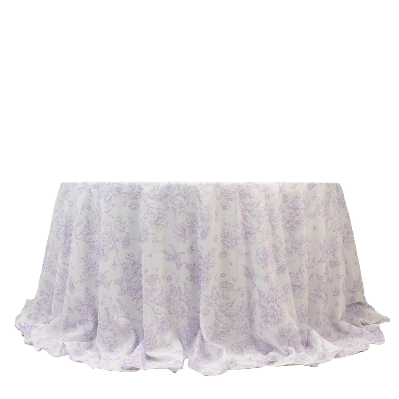 132" Lavender Lilac Toile Polyester Tablecloth | TCFLinen