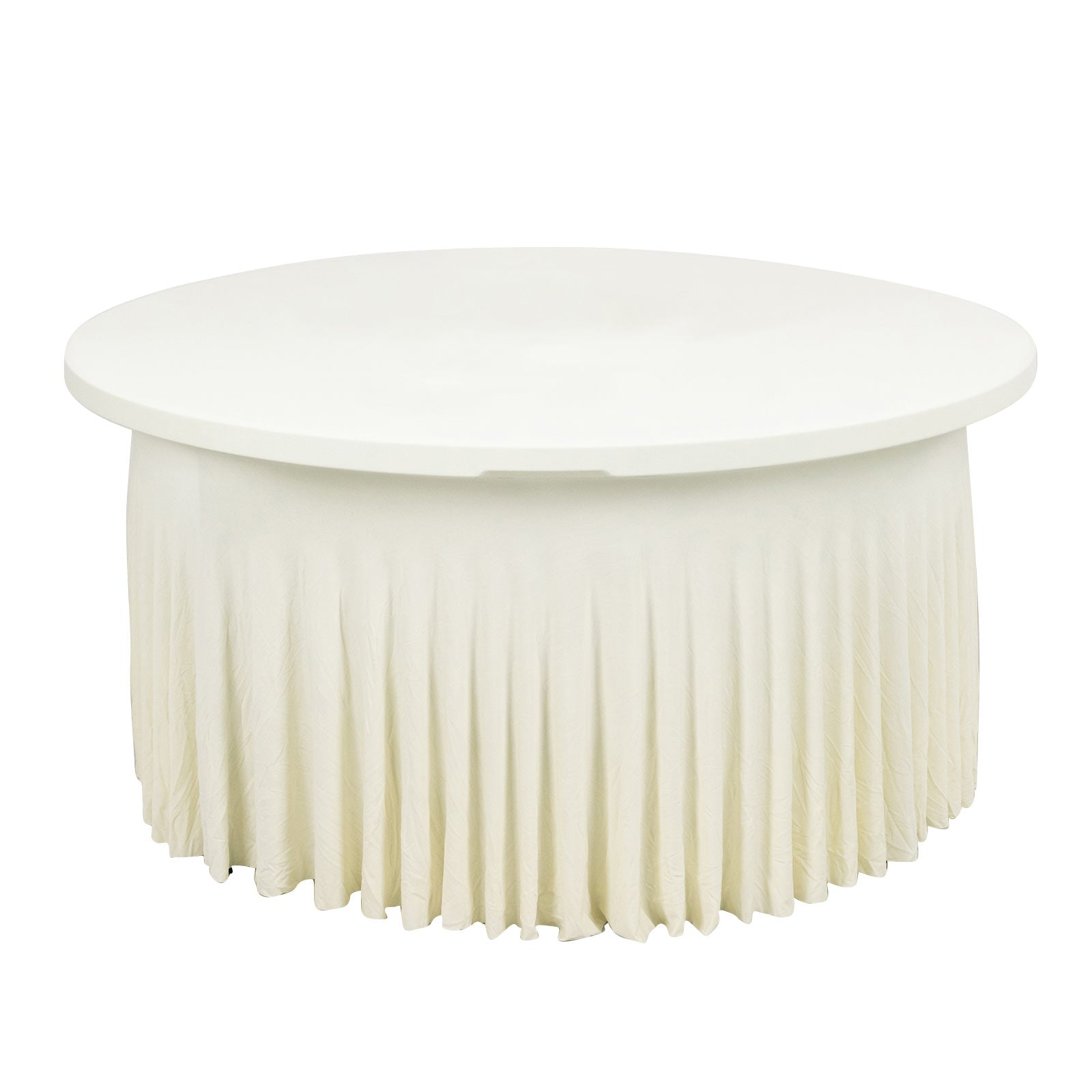 Ivory Wavy Spandex Tablecloth 60 In | tcflinen.com