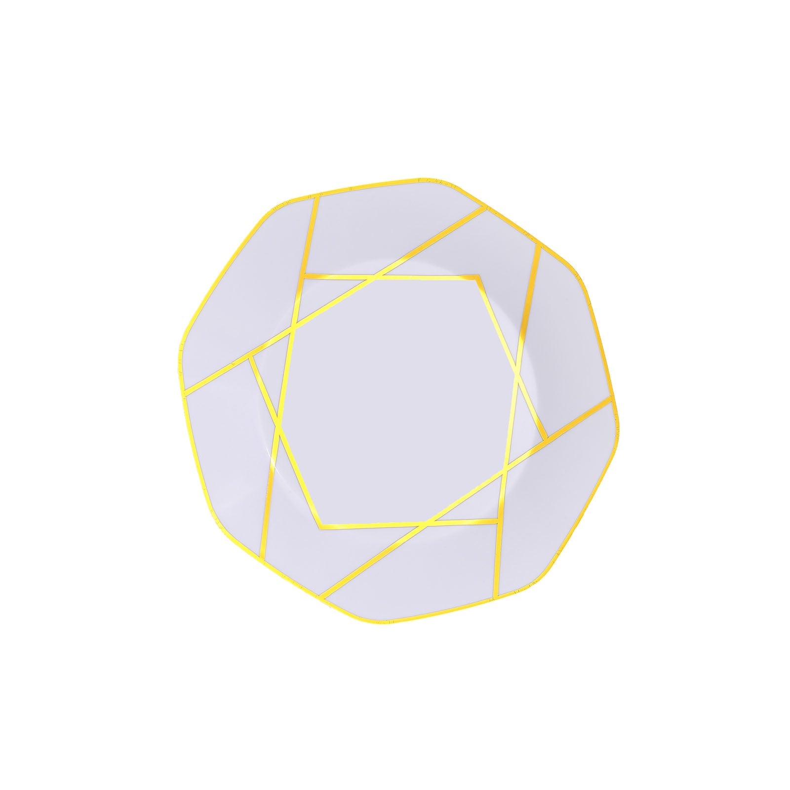 10 pk 10in White/Gold Octagon Dinner Plates | TCFLinen