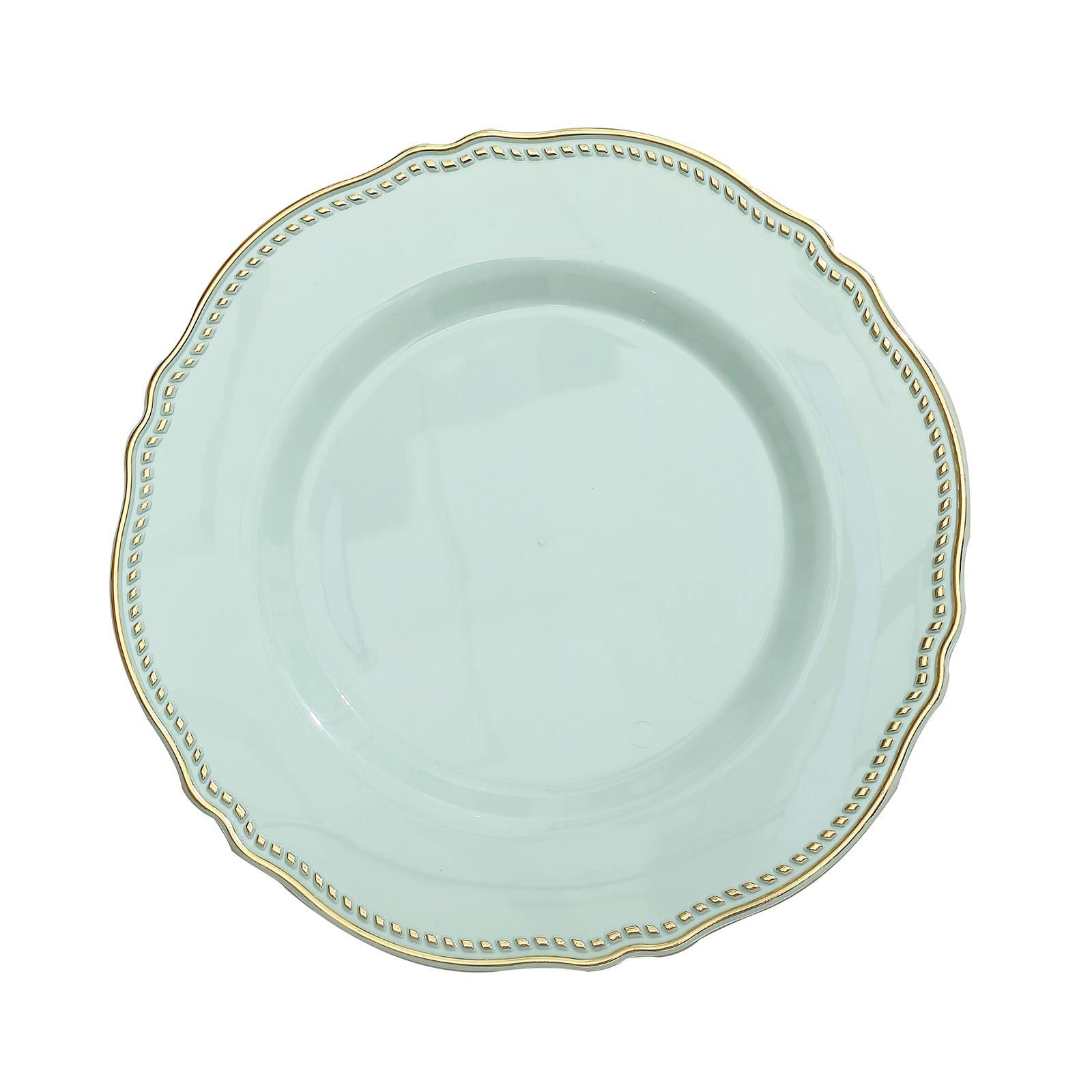 10 pk 10in Jade/Gold Scalloped Dinner Plates | TCFLinen
