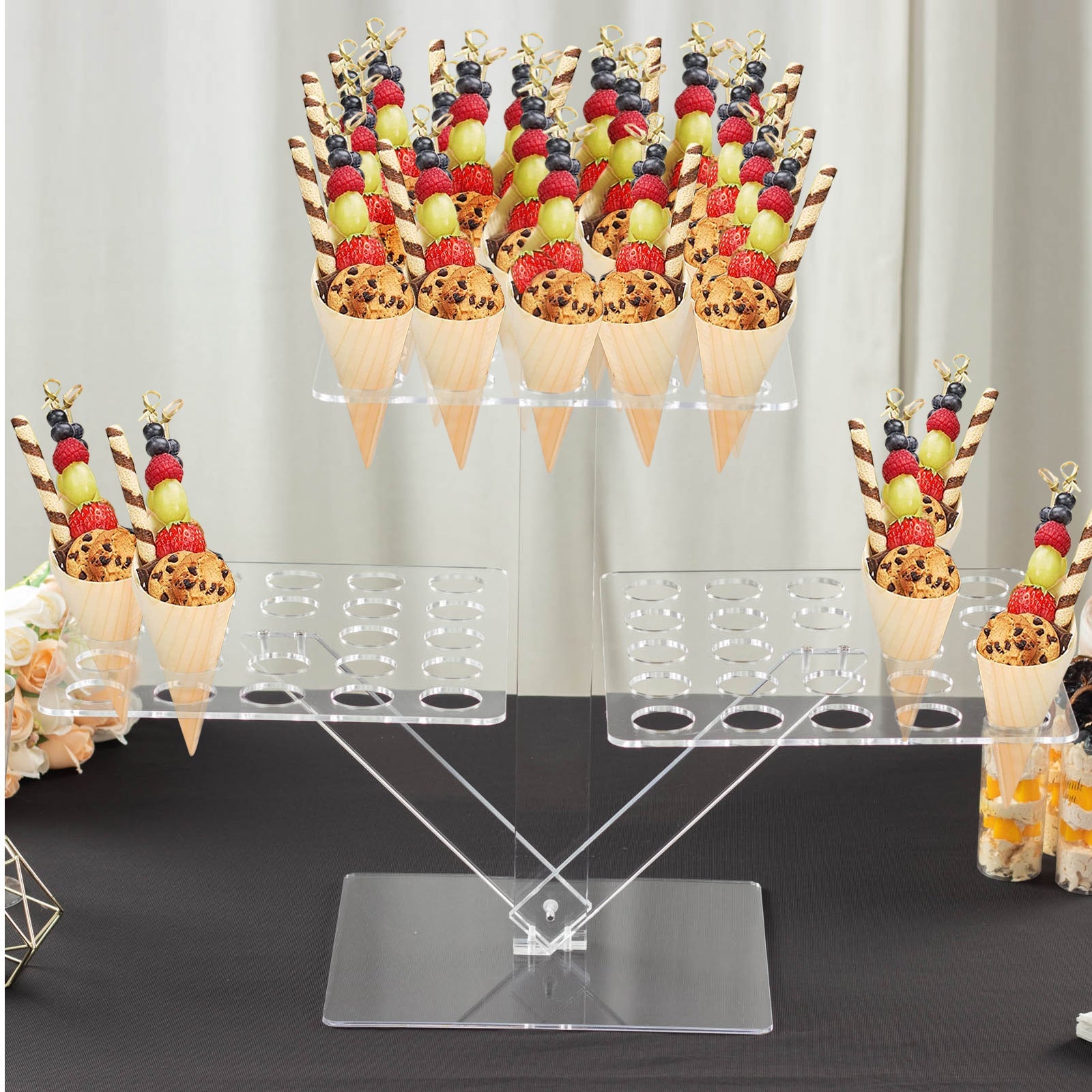 Case 18" Tall 72-Slot Acrylic Cone Tray | TCFLinen