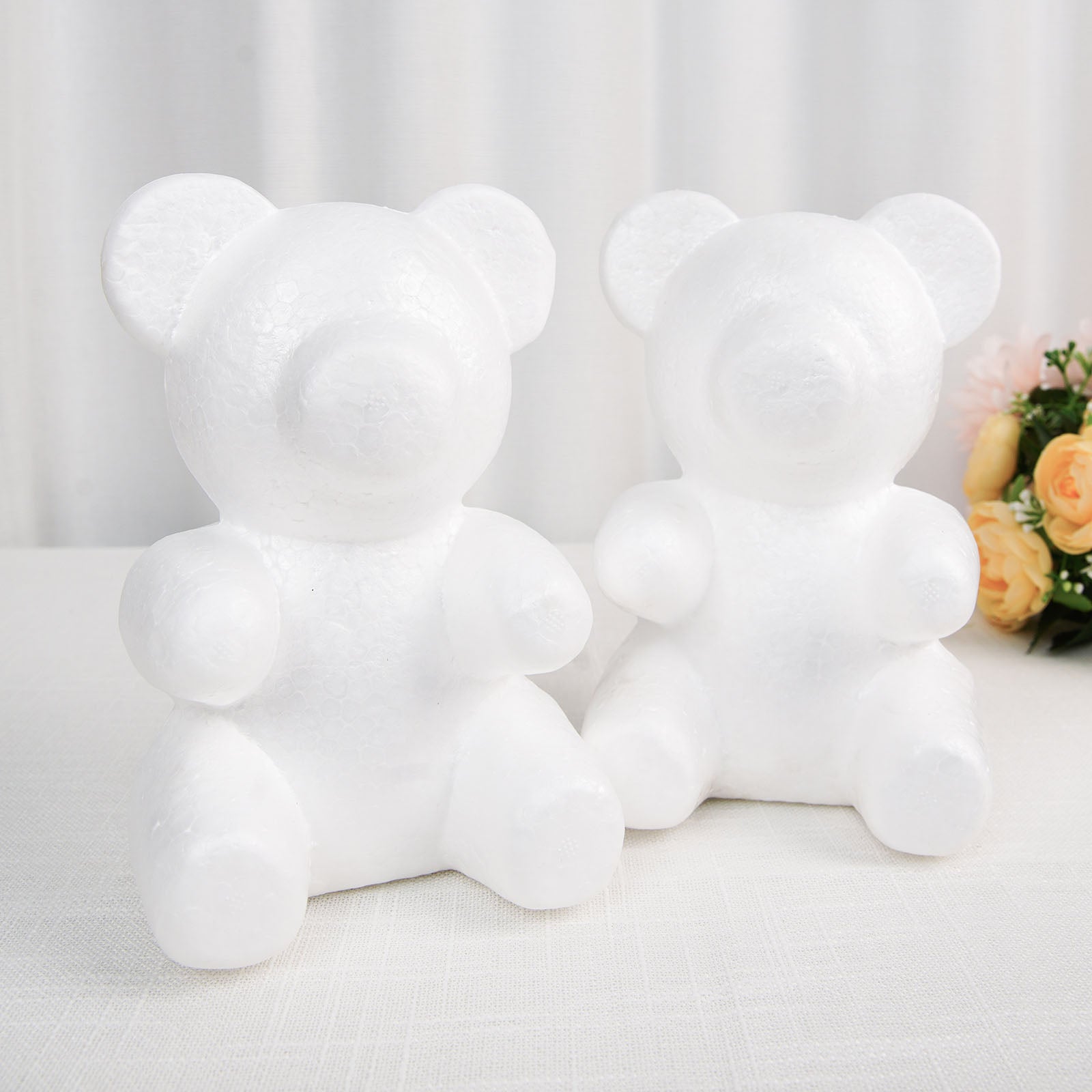 2 Pack 7" White 3D StyroFoam Bears | tcflinen.com