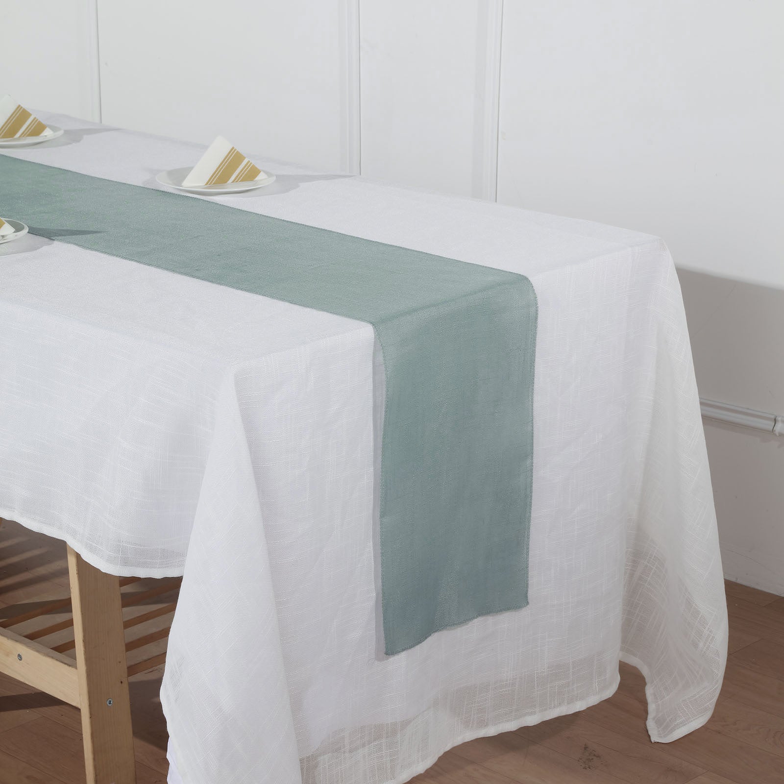 Dusty Blue Linen Table Runner 12x108 | tcflinen.com – TCFLinen