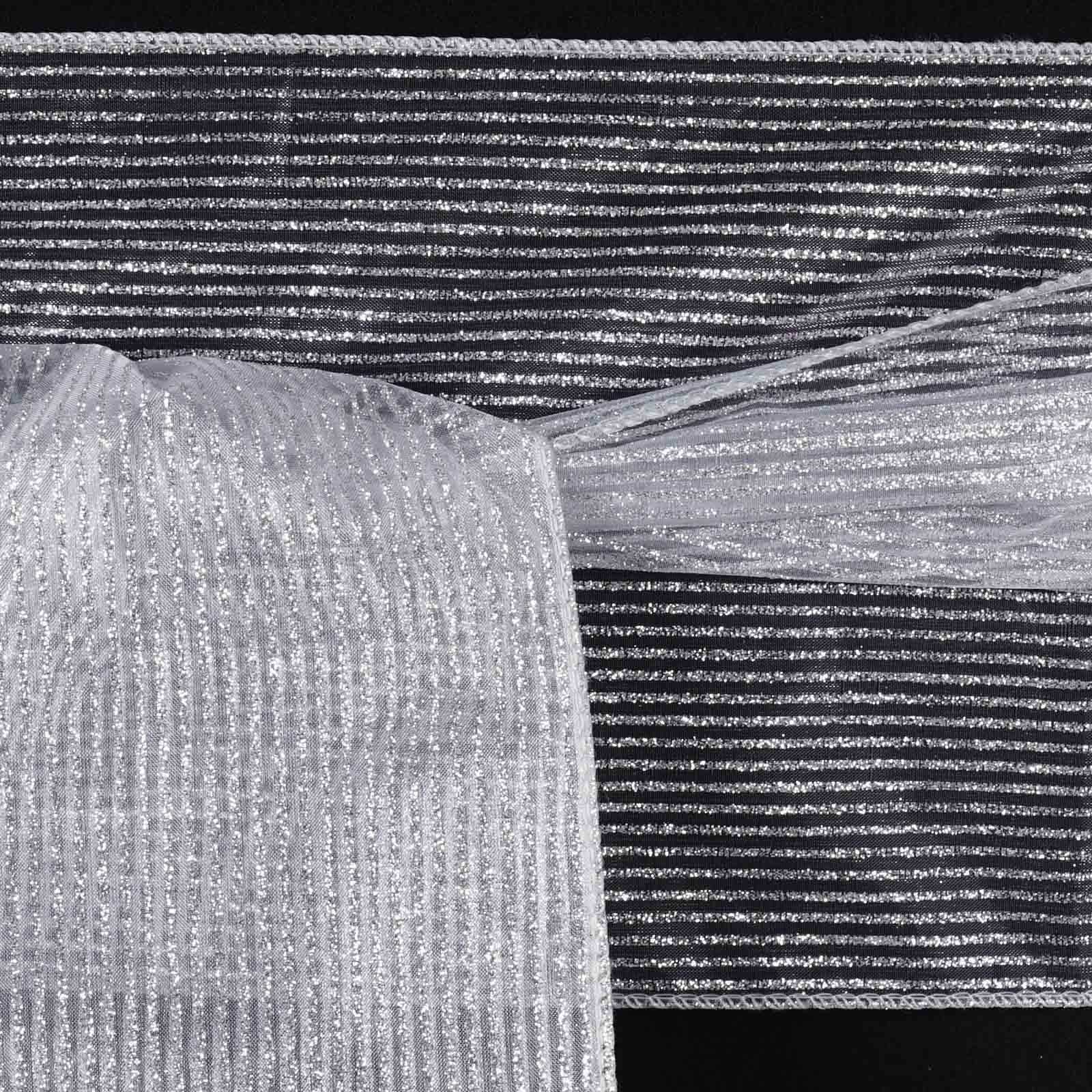 Silver Glittery Organza Chair Sashes 5 Pack | tcflinen.com