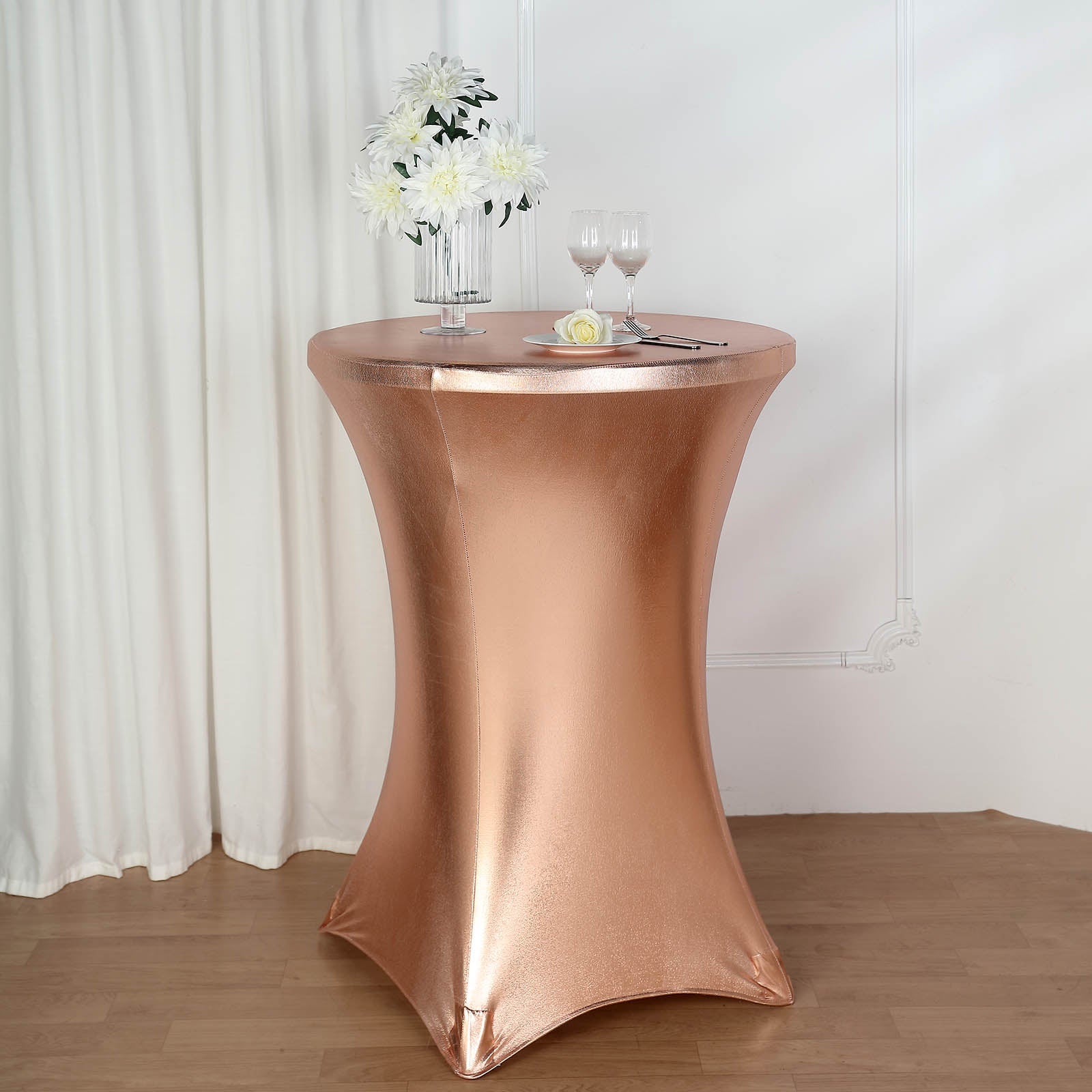 32" Blush Spandex Highboy Table Cover | tcflinen.com
