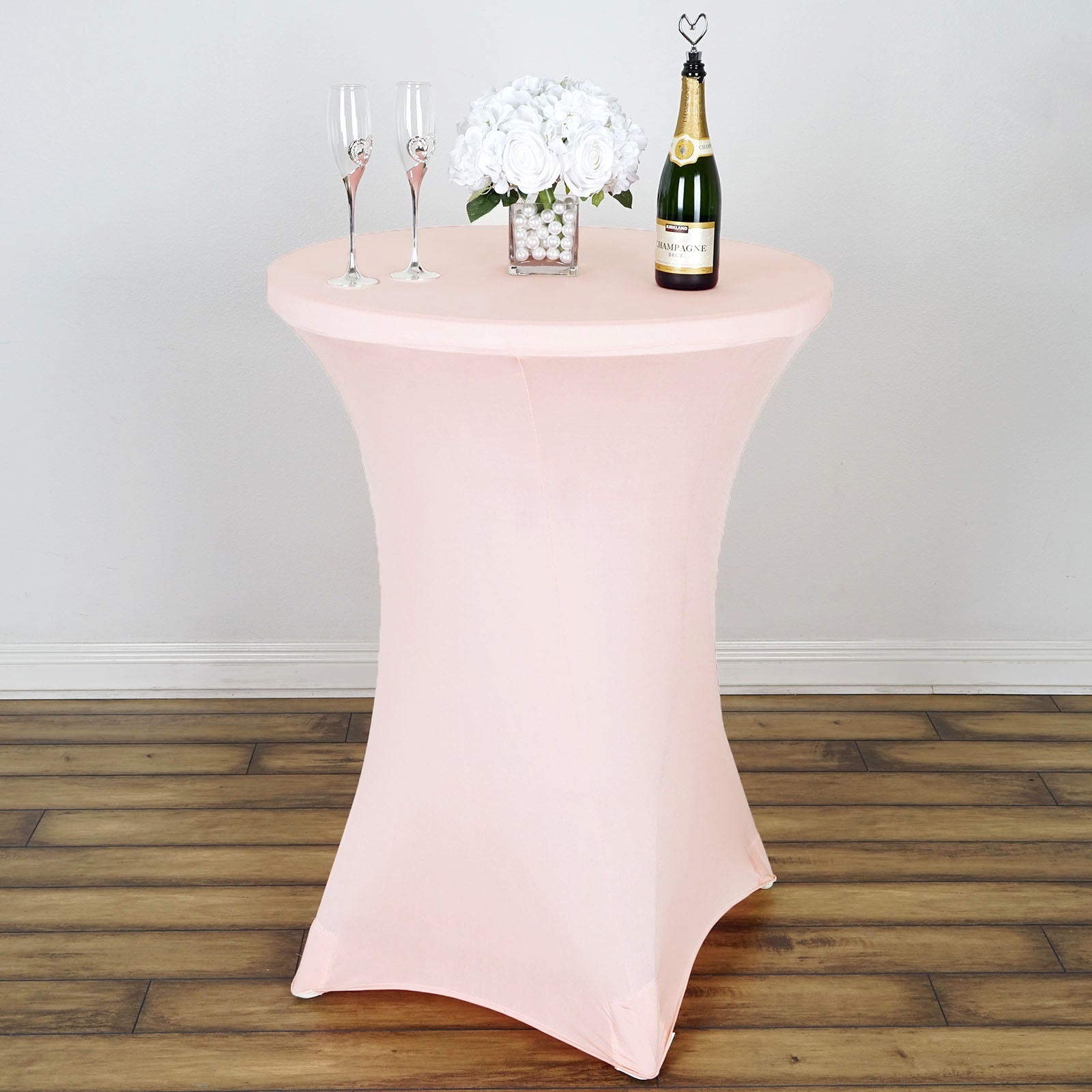 Blush Spandex Highboy Table Cover 24-32" | tcflinen.com – TCFLinen