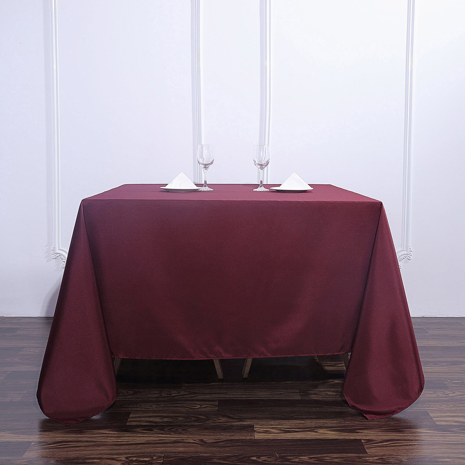 90"x90" Burgundy Polyester Overlay | TCFLinen